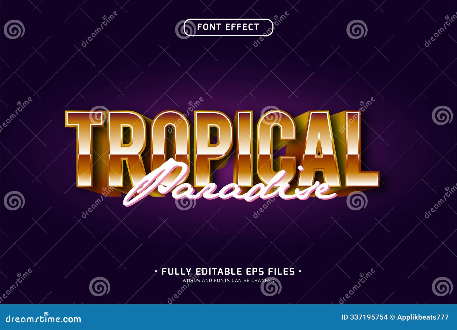 Vintage Chrome Poster Style Text Effect Stock Vector - Illustration of ...