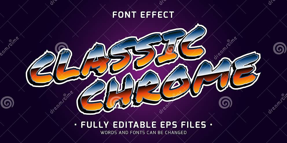 Vintage Chrome Style Text Effect. Editable Font Style Stock ...
