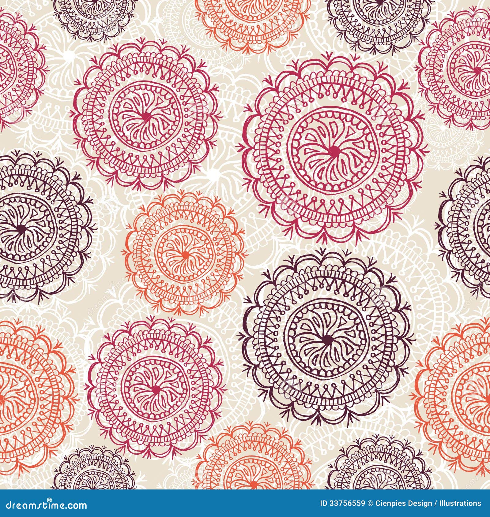 Vintage Circle Elements Seamless Pattern Backgroun Stock Illustrations ...