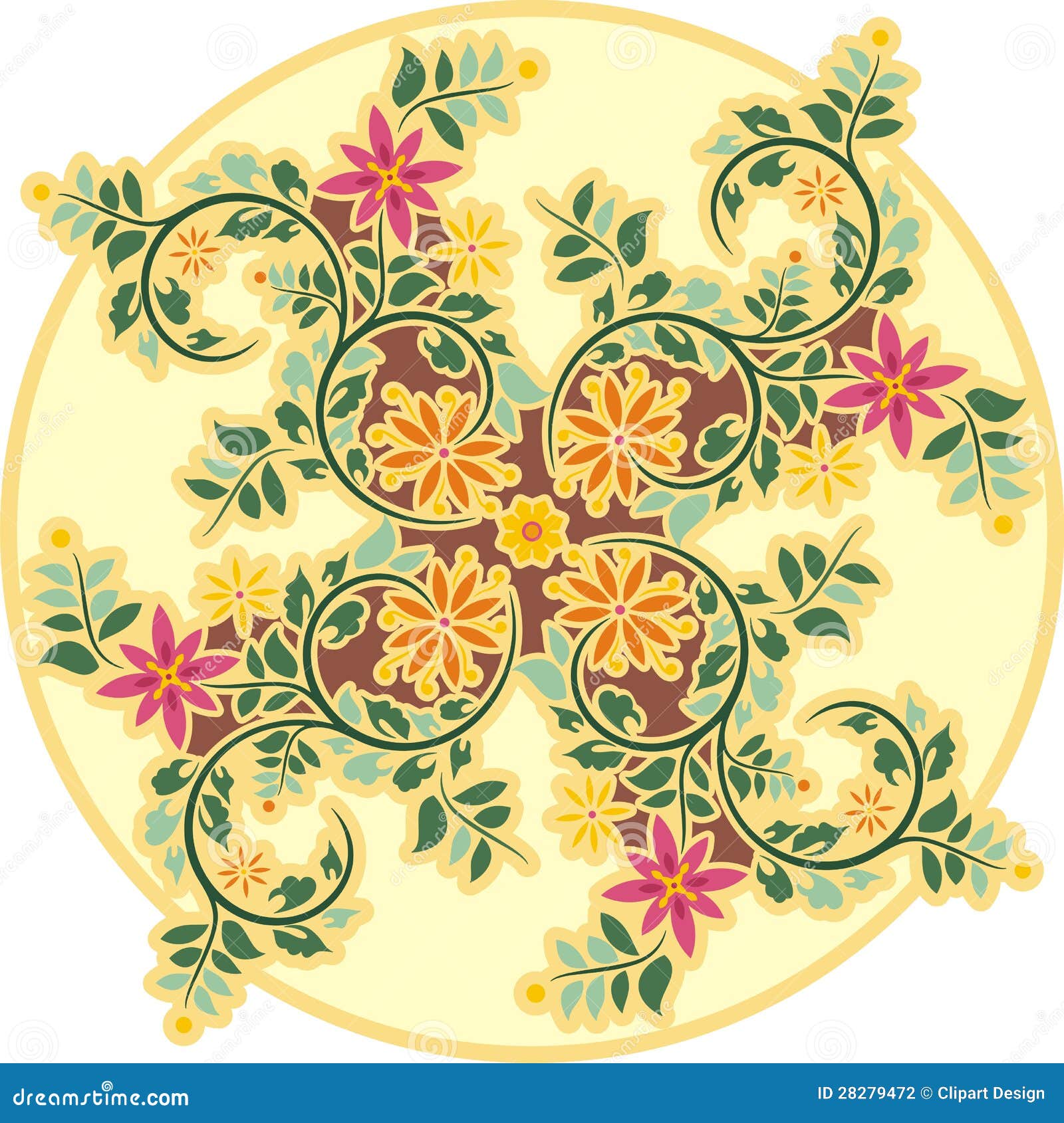Vintage Circle Floral Ornament Stock Vector - Illustration of plant ...