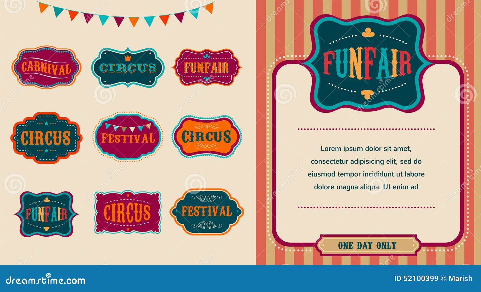 Vintage Circus labels set stock vector. Illustration of sign - 52100399