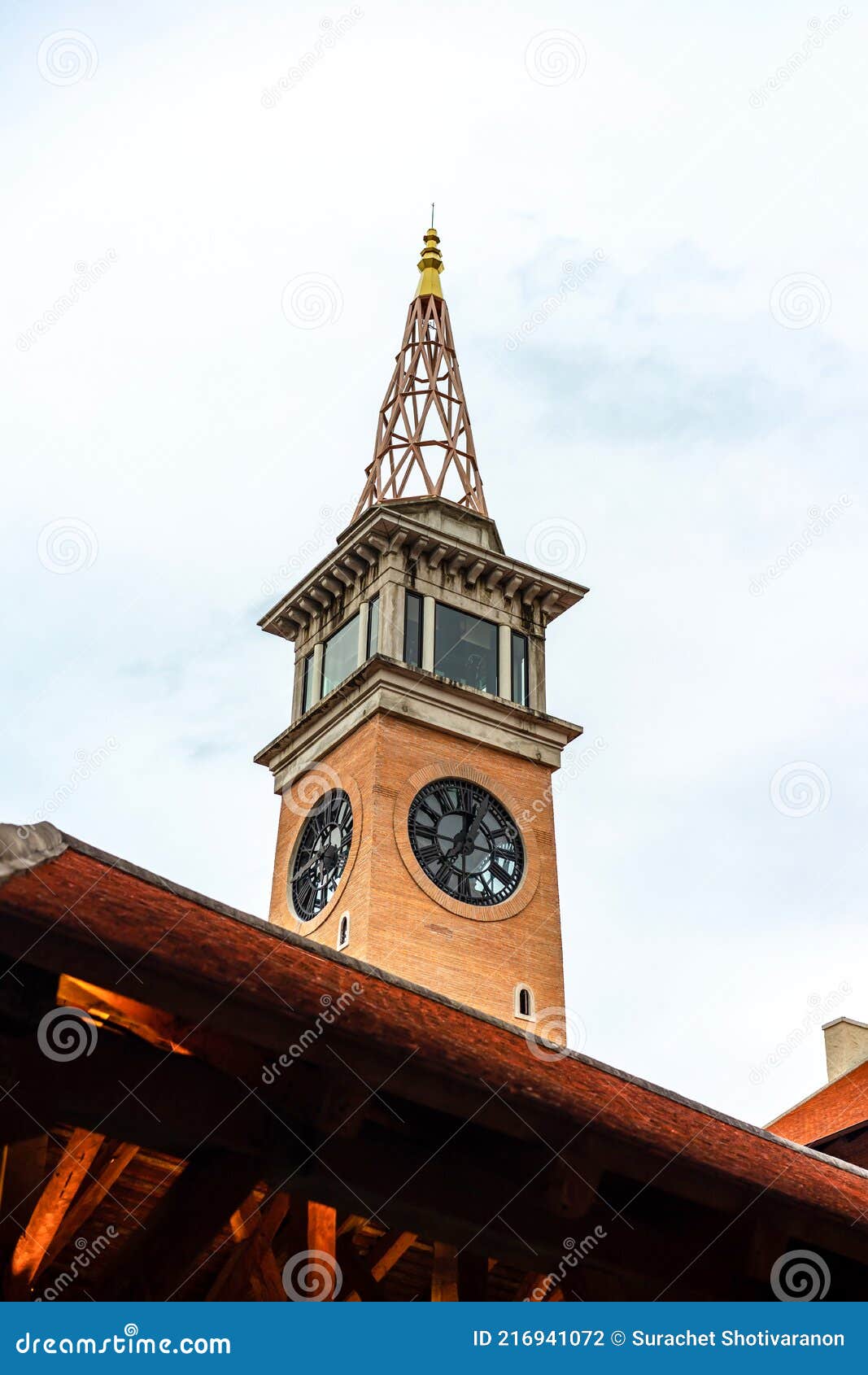 Vintage Classic Brick Clock Tower with the Sky Background Stock Photo ...