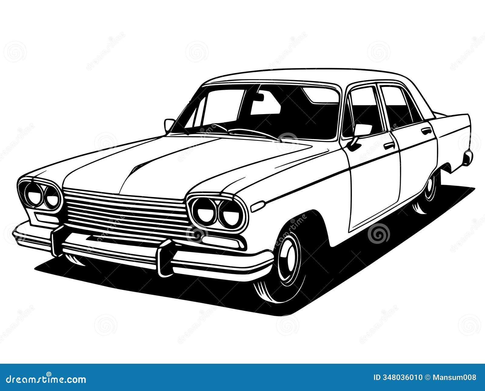 Vintage Classic Car Cartoon Illustration Stock Illustration ...