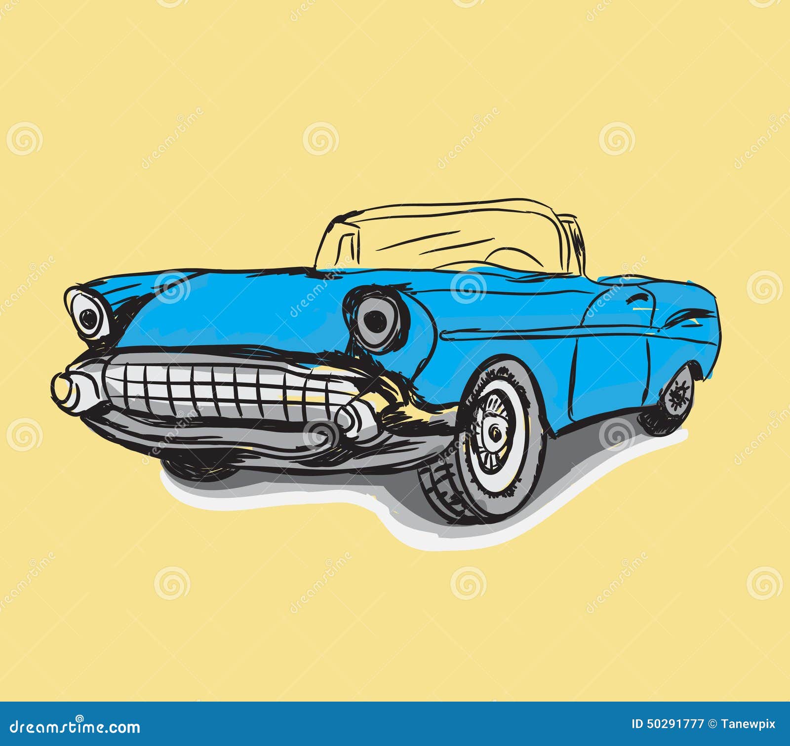 Vintage Classic Car Drawing Stock Vector - Illustration of automobile ...