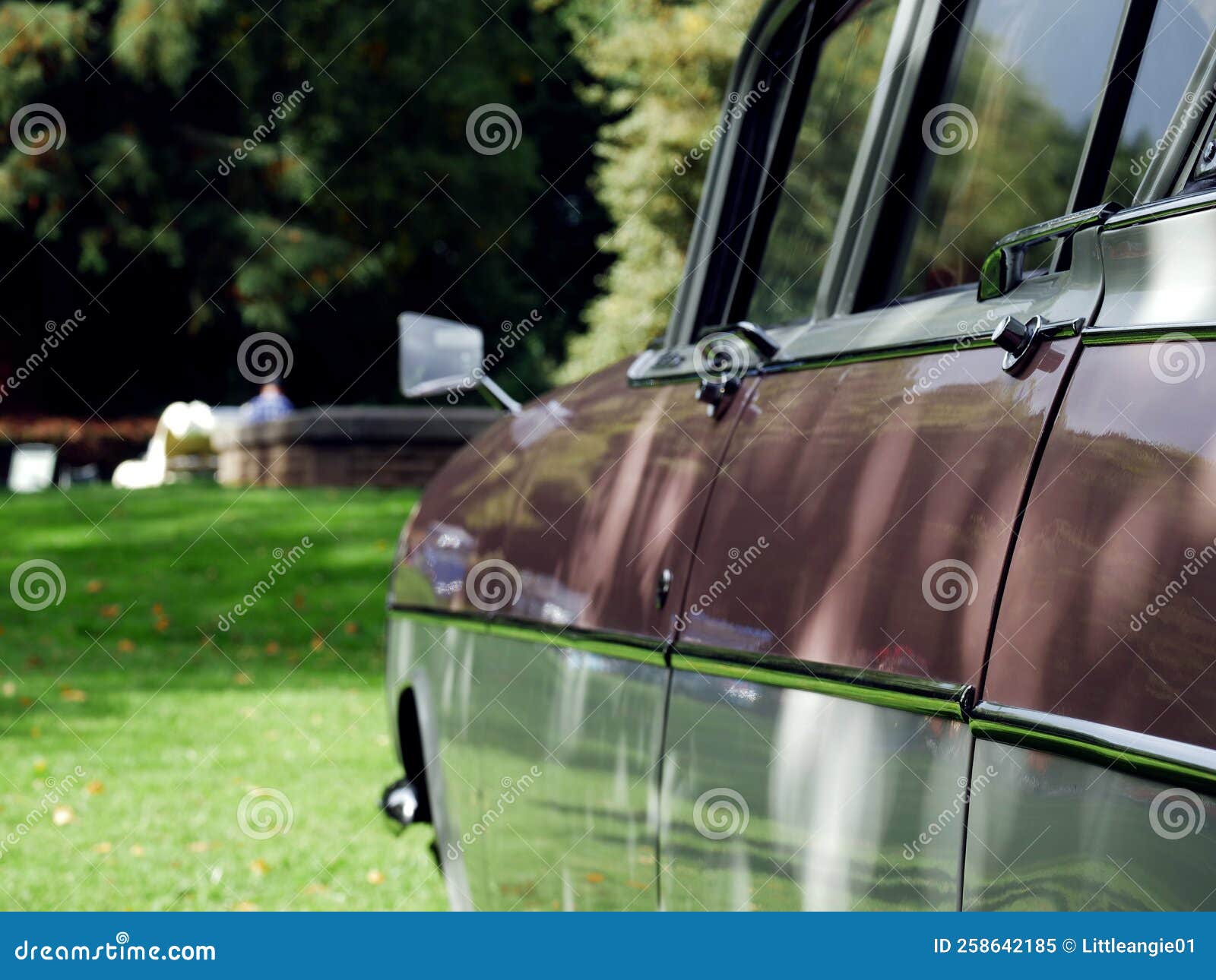 Vintage Classic Car Side View in Car Park Stock Image - Image of drive ...