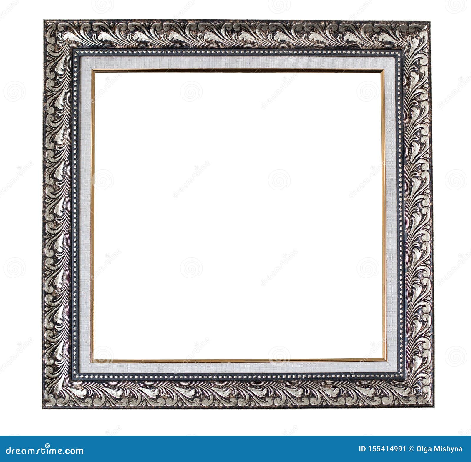 Vintage Classic Rectangle Silver Frame Isolated On White Stock Image ...