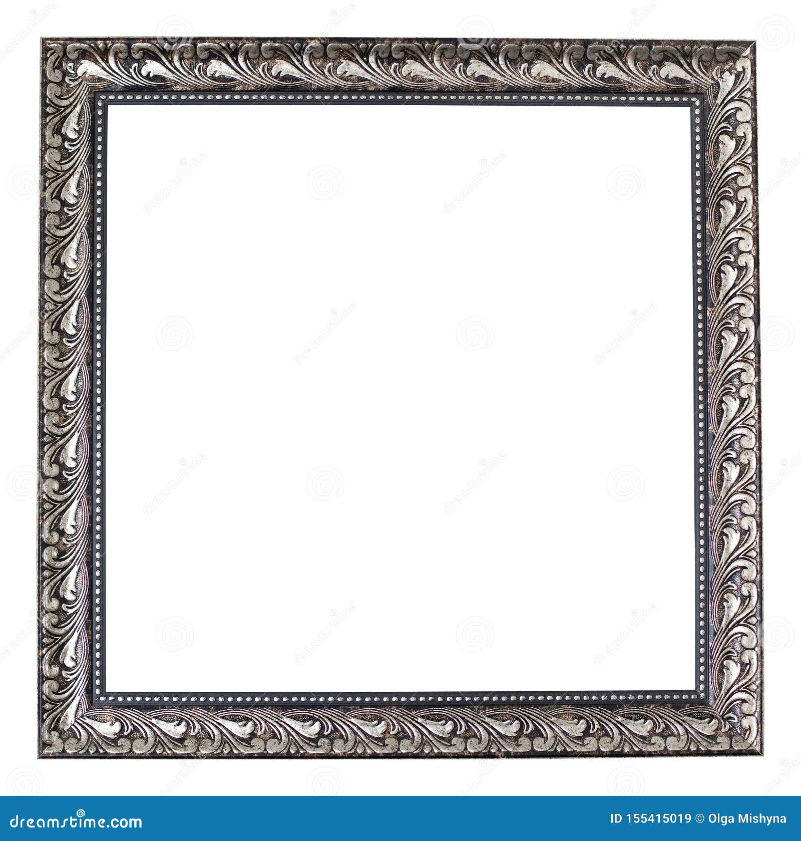 Vintage Classic Rectangle Silver Frame Isolated on White Stock Image ...