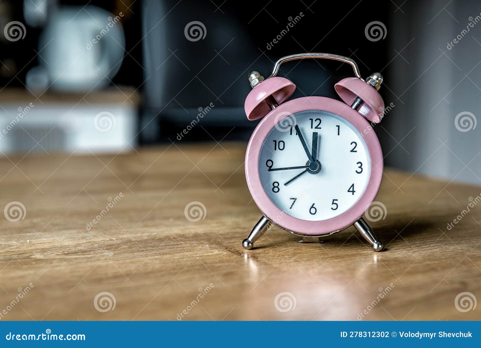 Vintage Classic Retro Alarm Clock on Table Stock Photo - Image of sleep ...