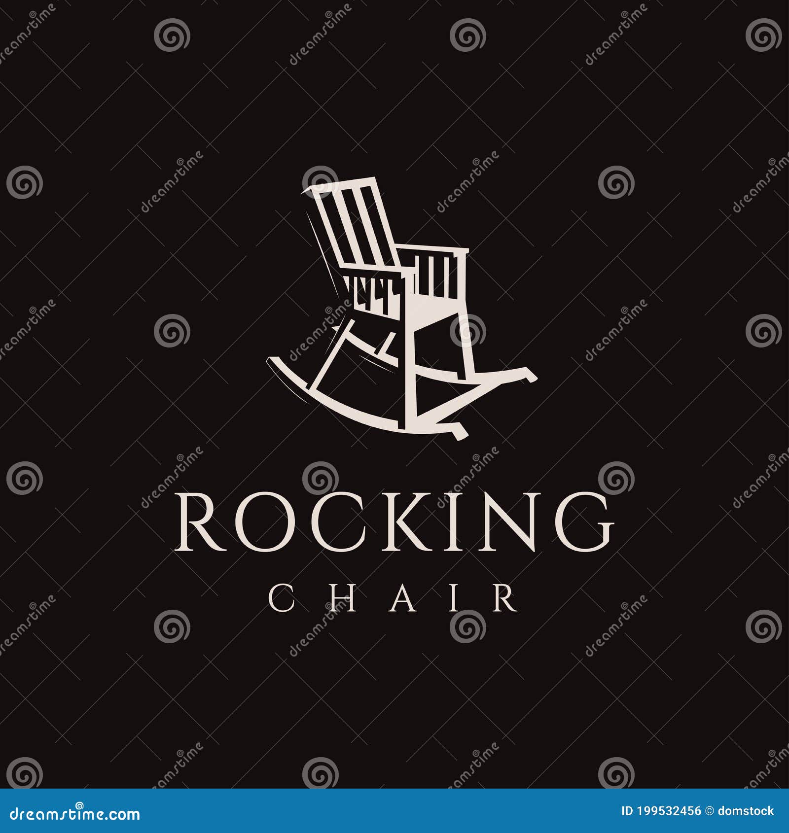 Vintage Classic Rocking Chair Logo Vector On Dark Room | CartoonDealer ...