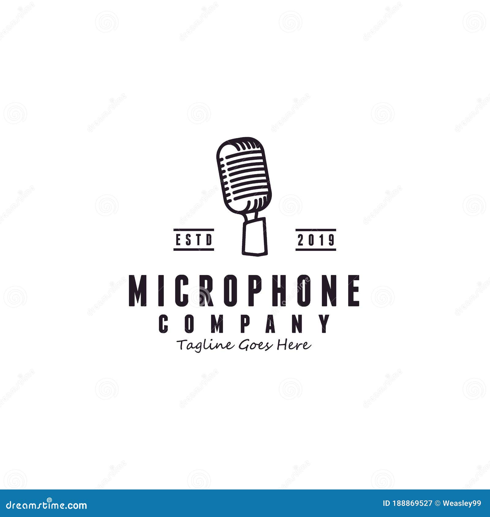 Vintage Classic Round Line Microphone Logo Design Stock Vector ...