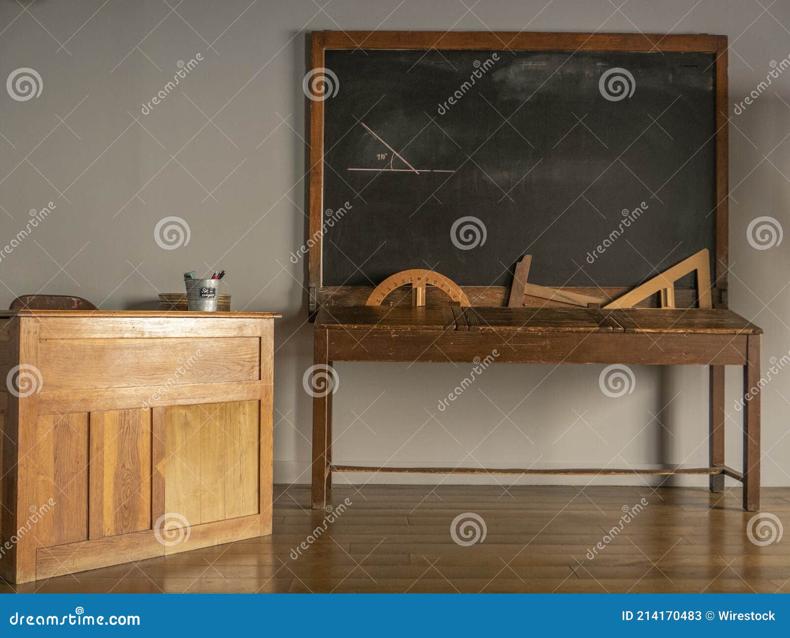 Vintage Classroom with Blackboard Stock Image - Image of people ...
