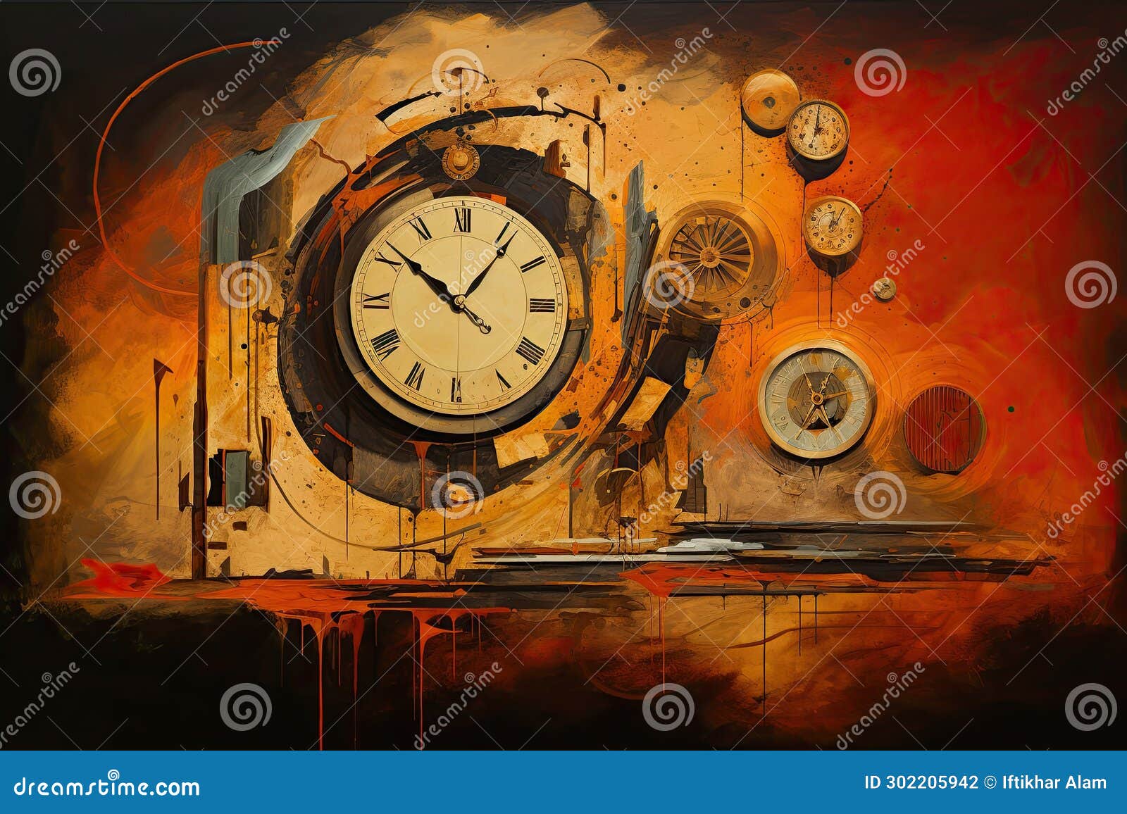 Vintage Clock on the Abstract Background. Time Concept Stock ...