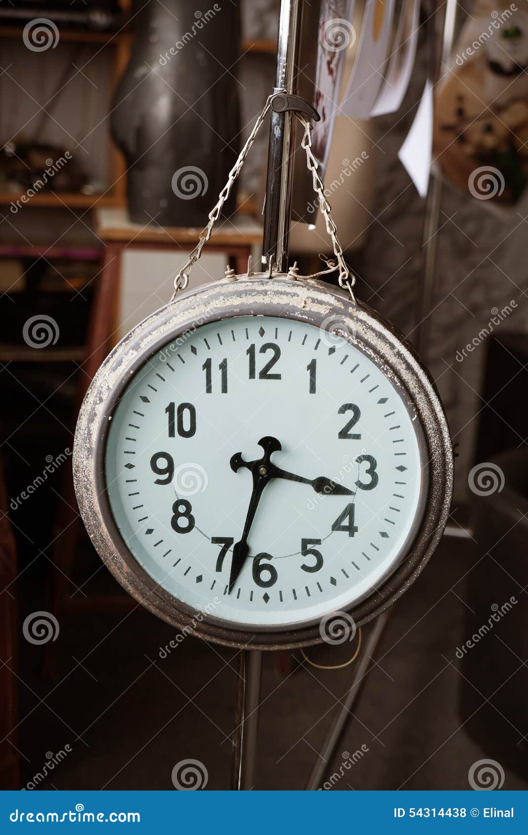 Vintage Clock. Big with Chain, Retro Style Stock Photo - Image of watch ...