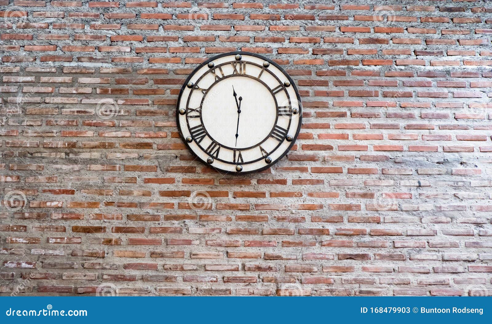 Vintage Clock on Brick Wall Background Stock Image - Image of design ...