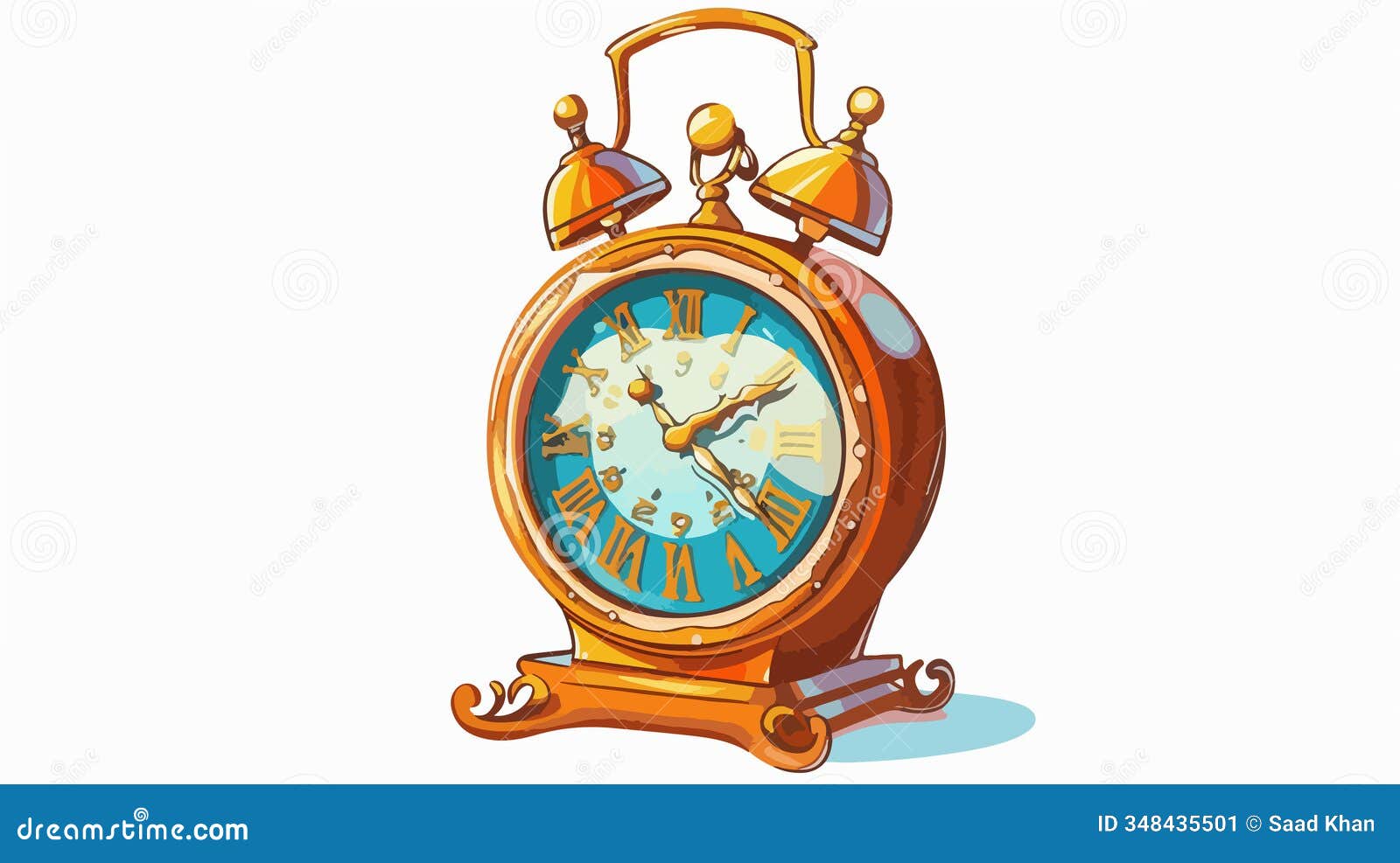 Vintage Clock Cartoon Illustration Vector Stock Illustration ...