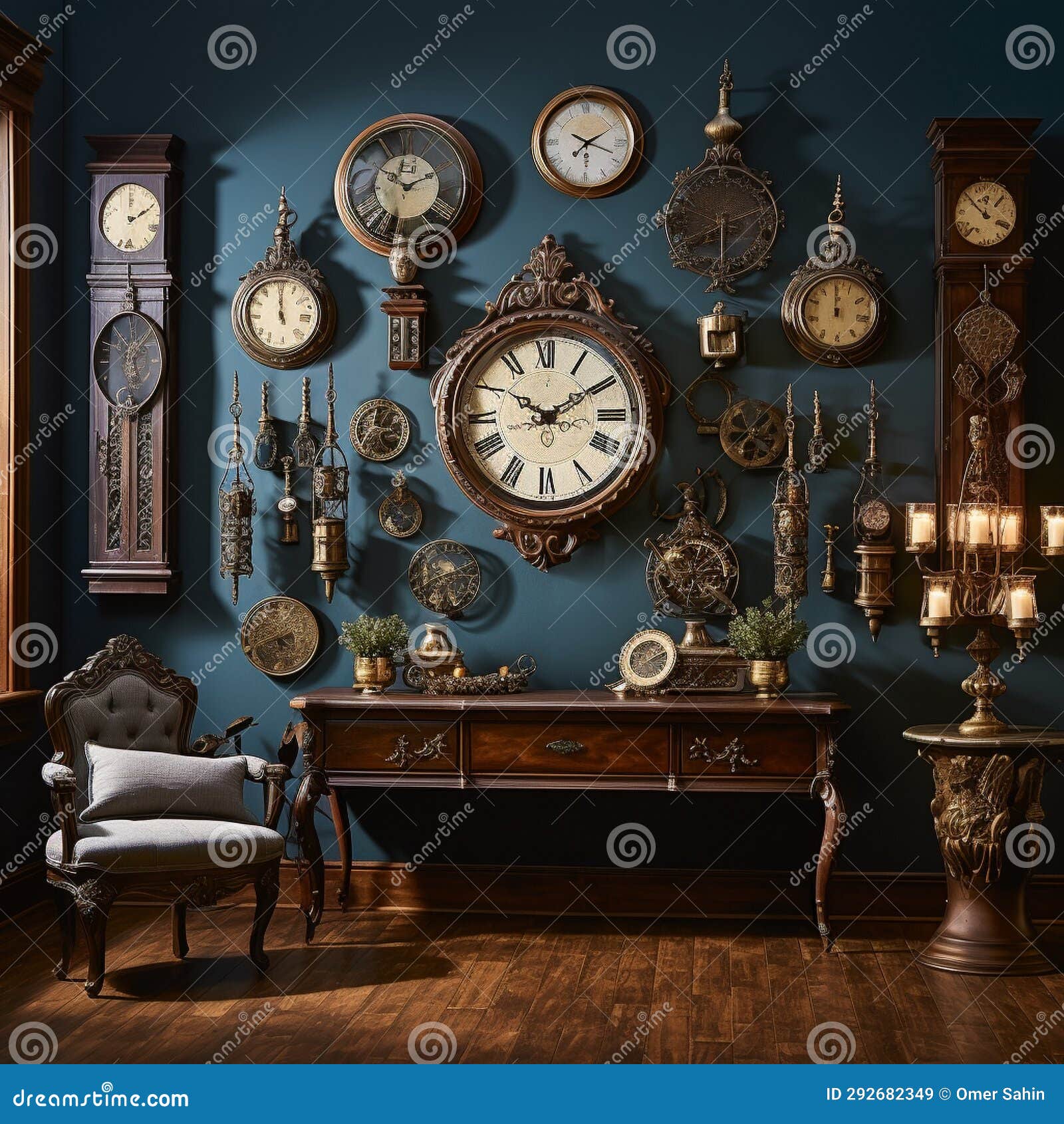 Vintage Clock Collection stock image. Image of woodwork - 292682349