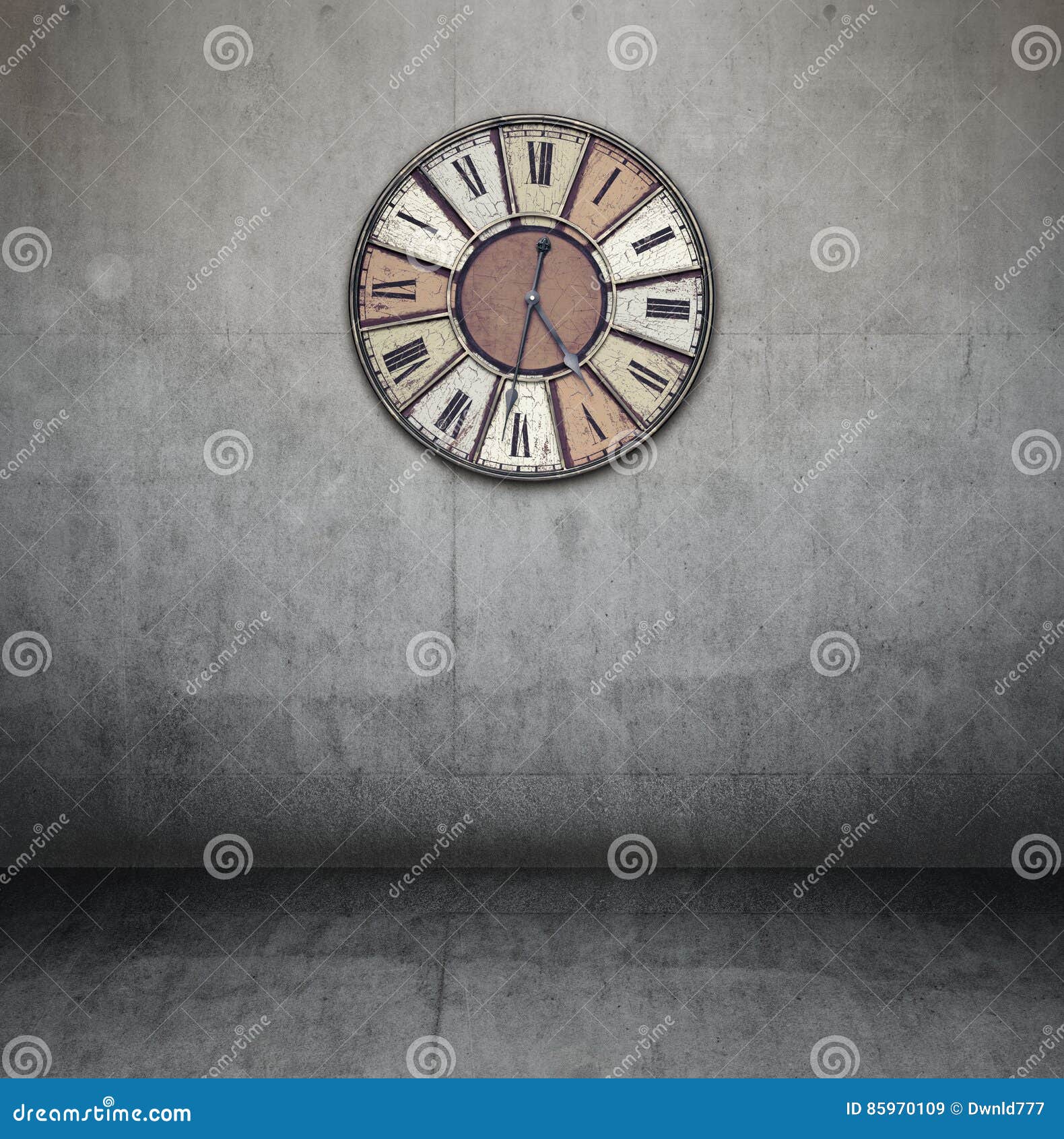 Vintage Clock on Empty Wall Stock Image - Image of room, concrete: 85970109