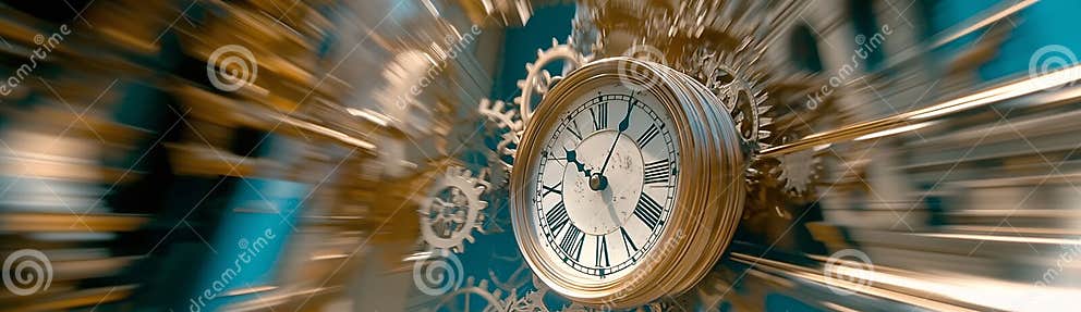 Vintage Clock Exploding with Gears and Fragments Flying through the Air ...