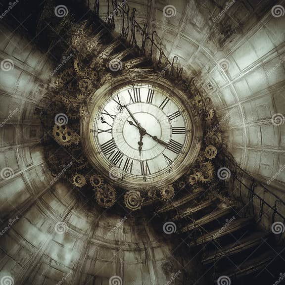 Vintage Clock Exploding with Gears and Fragments Flying through the Air ...