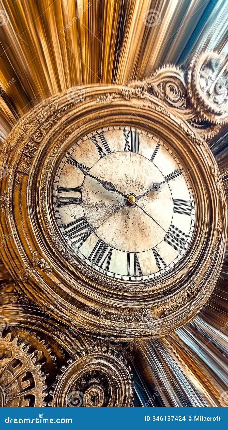 Vintage Clock Exploding with Gears and Fragments Flying through the Air ...