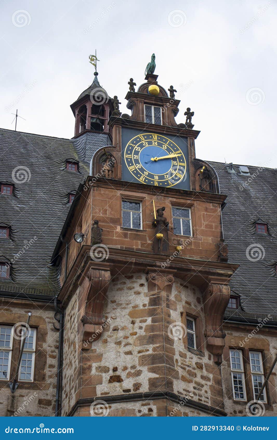 Vintage Clock on the Facade of an Old Building. Lock in Germany with ...