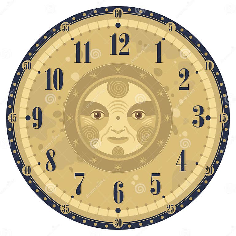 Vintage Clock Face stock vector. Illustration of face - 25576108