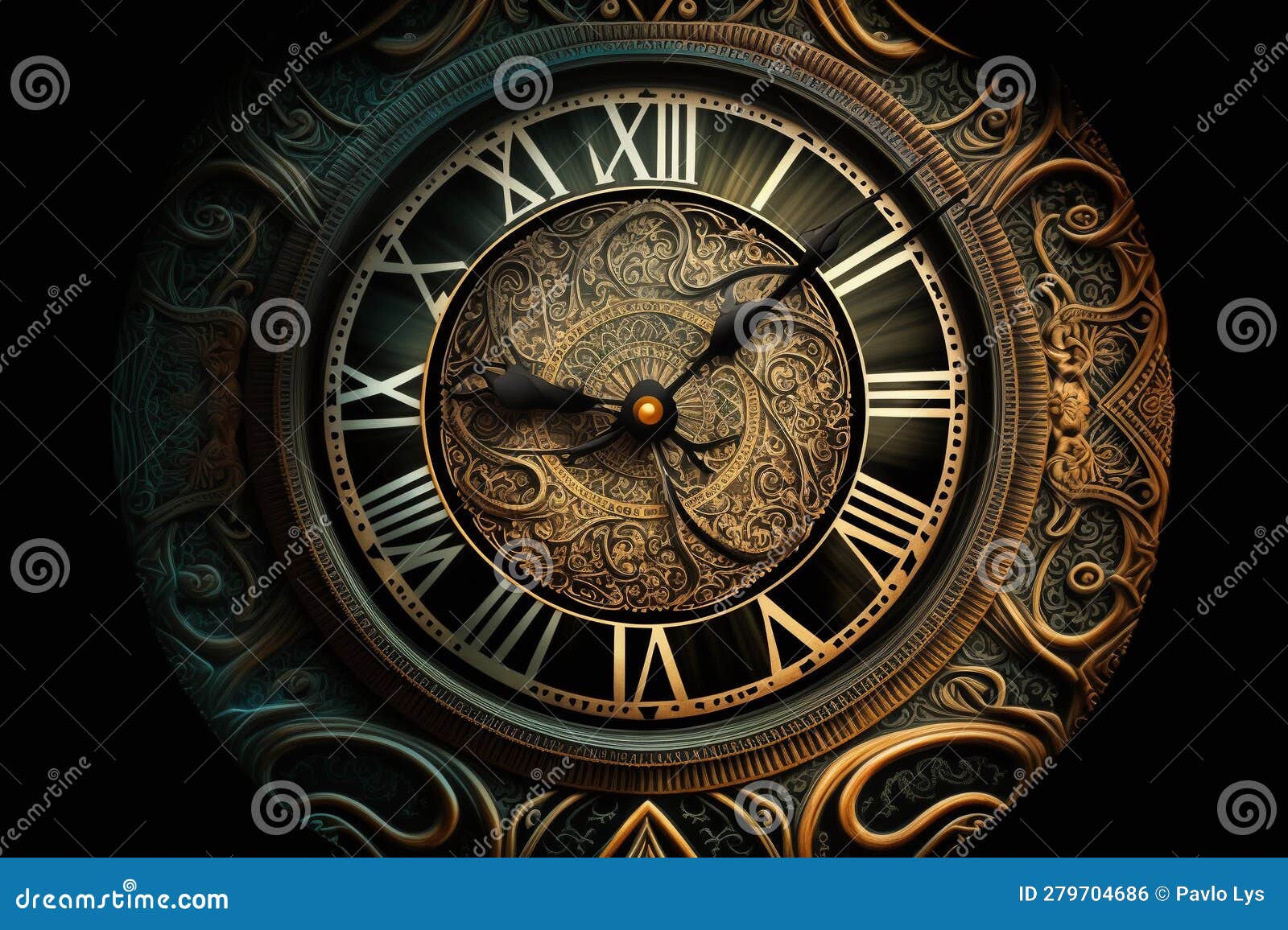 Vintage Clock Face. AI Generated Stock Illustration - Illustration of ...
