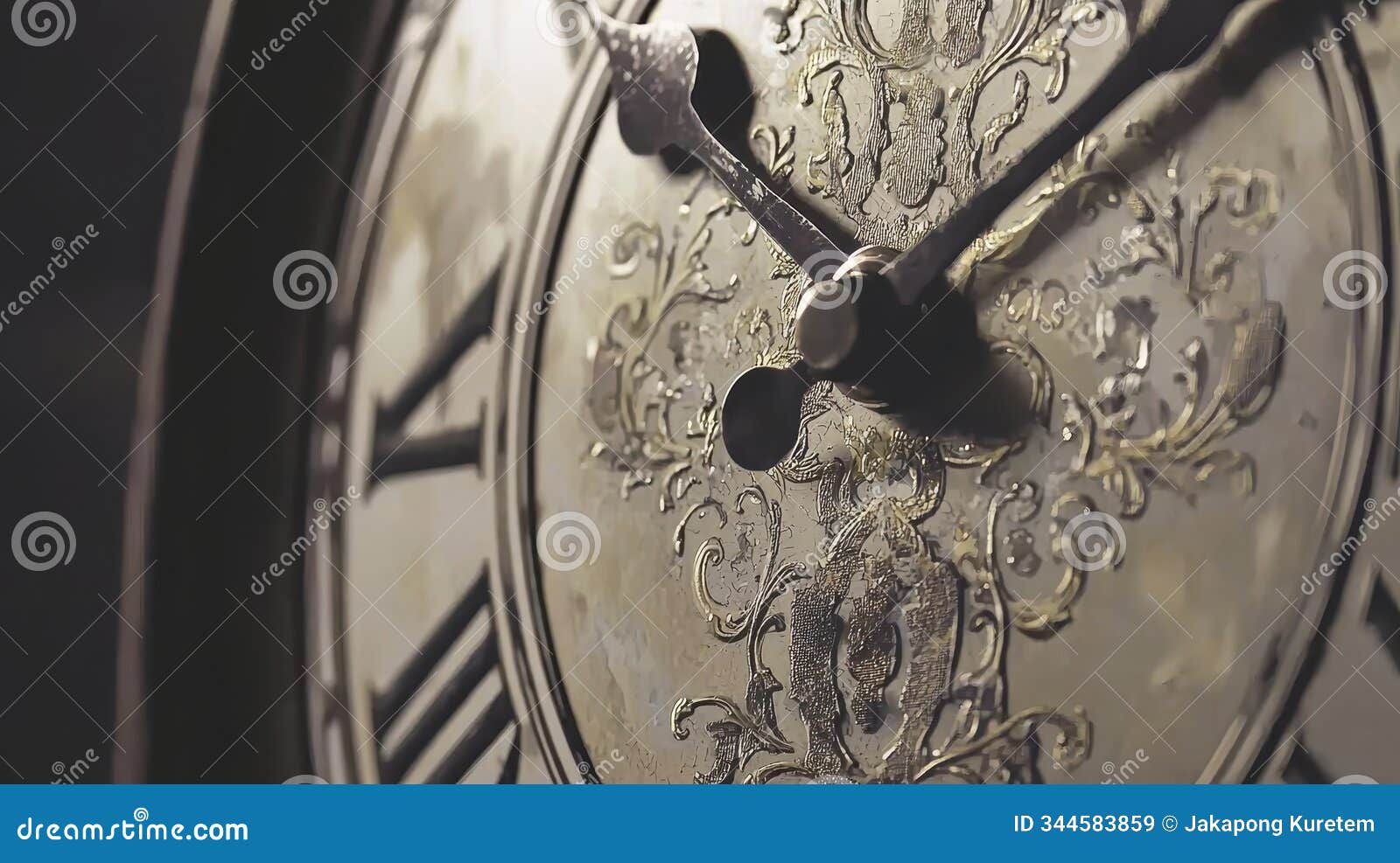 Vintage Clock Face Approaching Midnight Stock Image - Image of waiting ...