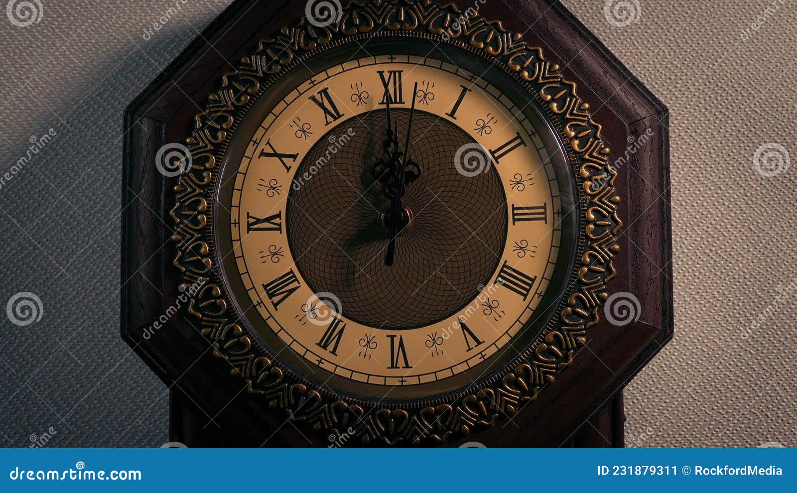 Vintage Clock Face at Midnight Stock Video - Video of furniture ...