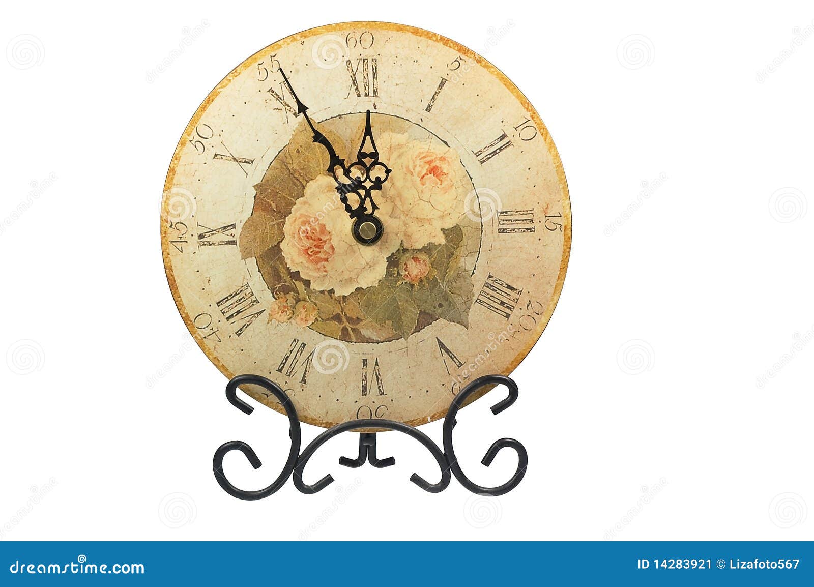 Vintage Clock-face with Roses Stock Illustration - Illustration of ...