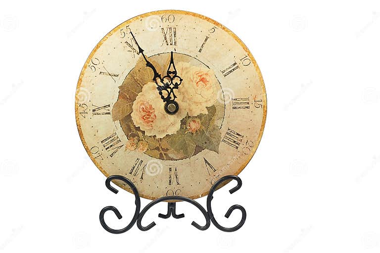 Vintage Clock-face with Roses Stock Illustration - Illustration of ...