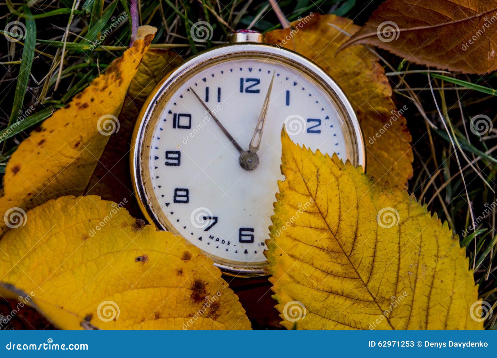 Vintage Clock at Fall Background Stock Image - Image of melancholic ...
