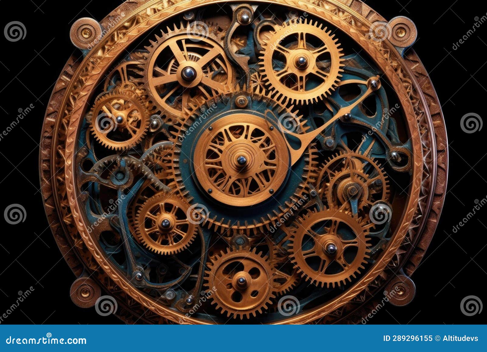 Vintage Clock Gears Interlocking in Motion Stock Image - Image of clock ...
