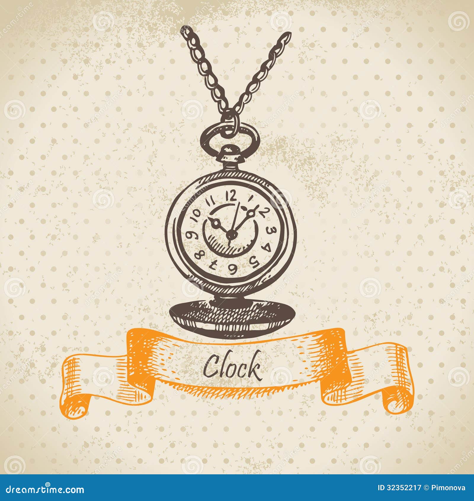 Vintage clock stock vector. Illustration of watch, hand - 32352217