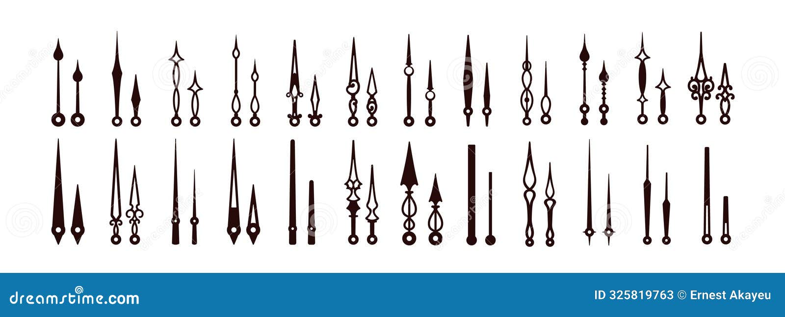 Vintage Clock Hands Set. Antique Watch Pointer, Old Retro Style Design ...