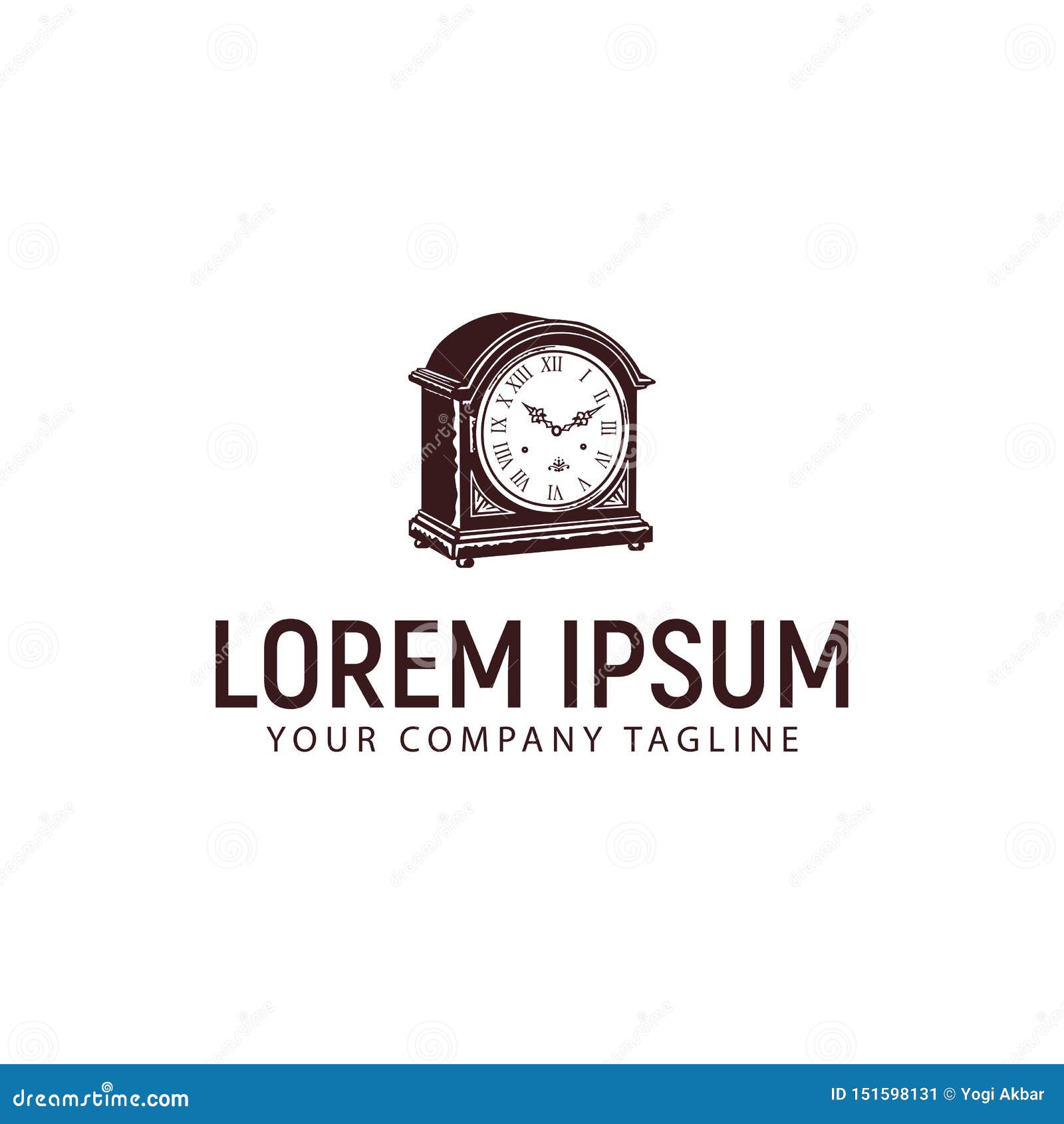 Vintage Clock Logo Design Concept Template Stock Vector - Illustration ...