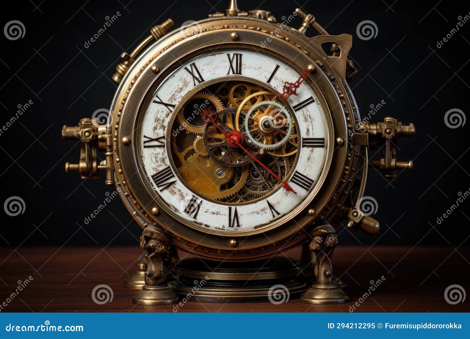 Vintage Clock with Mechanism Vintage Clock with Uncovered Clockwork ...