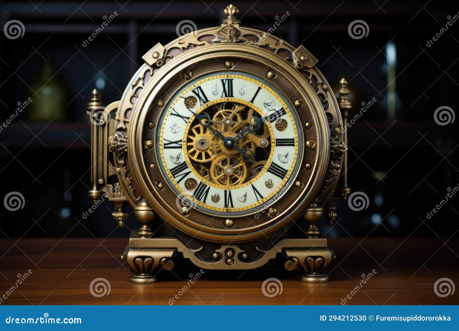 Vintage Clock With Mechanism Vintage Clock With Uncovered Clockwork ...