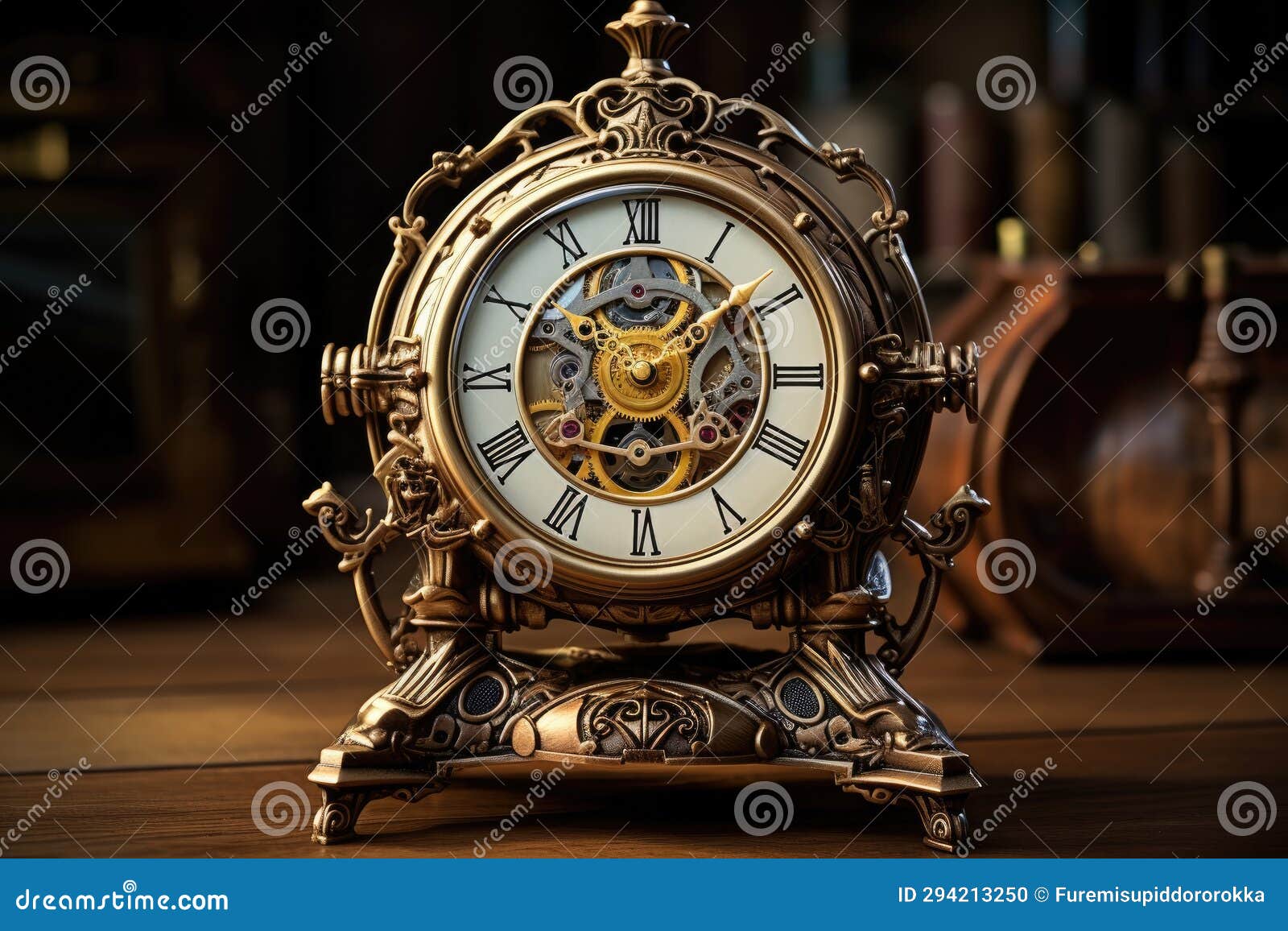 Vintage Clock With Mechanism Vintage Clock With Uncovered Clockwork ...