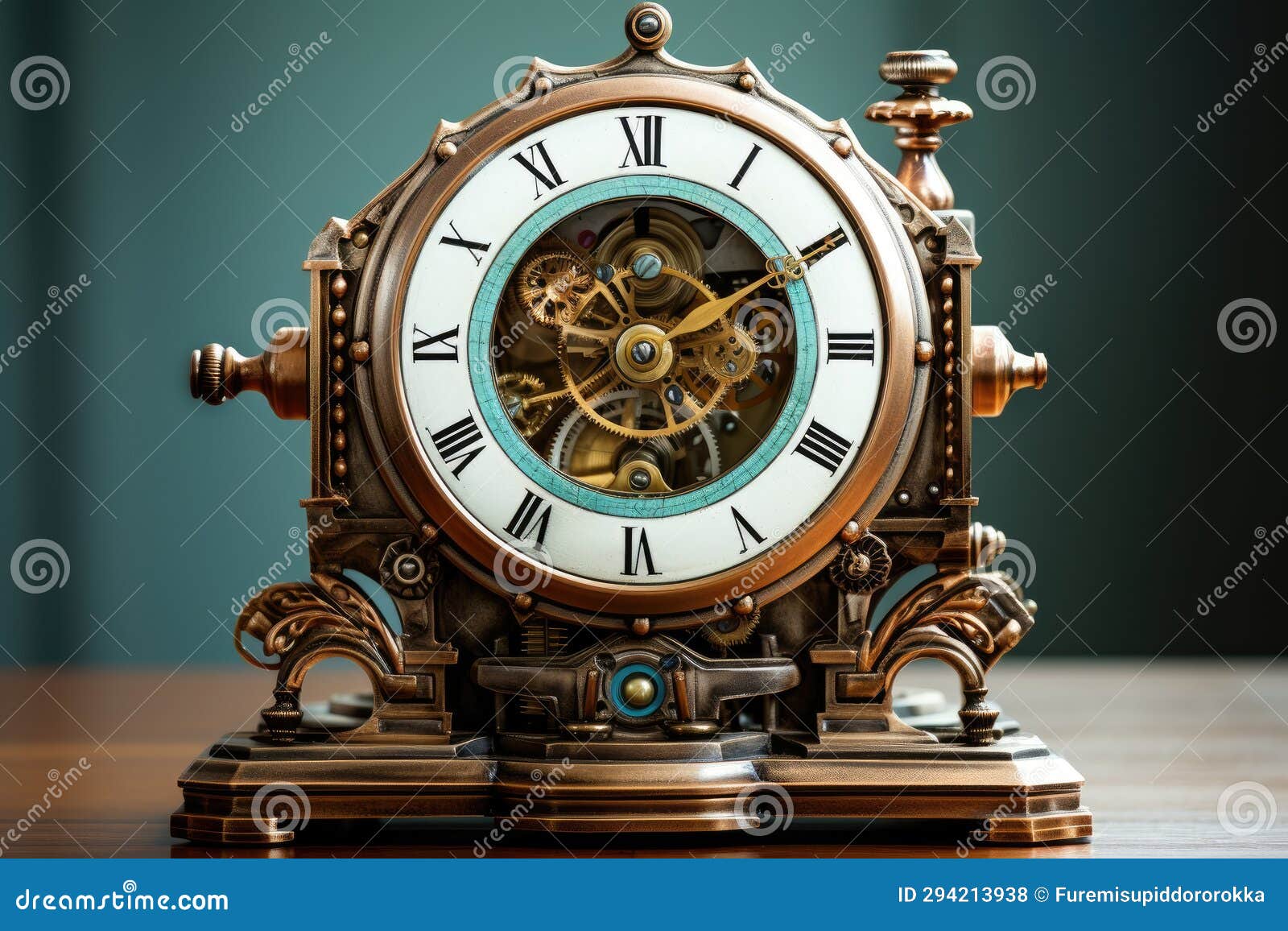 Vintage Clock with Mechanism Vintage Clock with Uncovered Clockwork ...