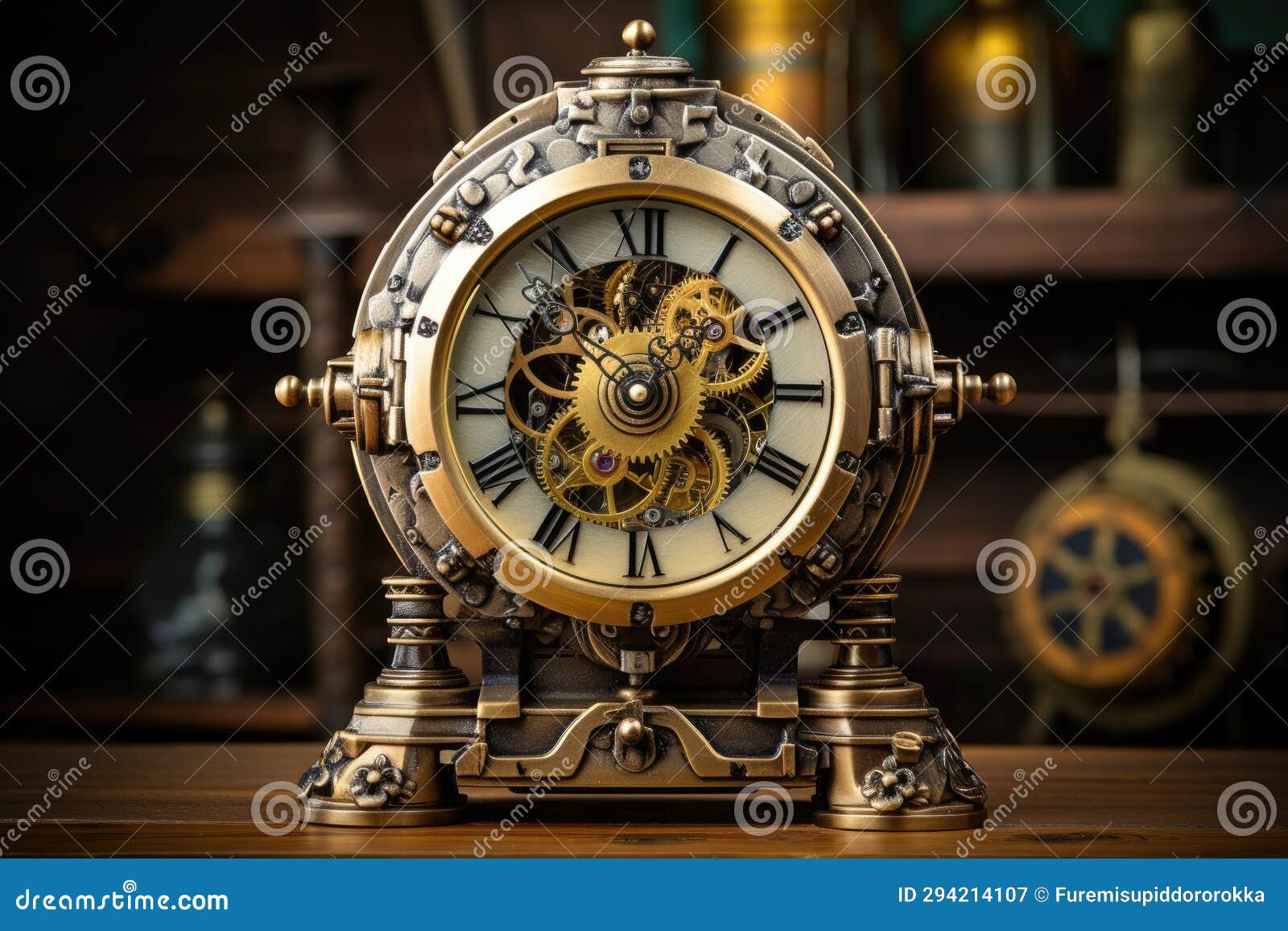 Vintage Clock With Mechanism Vintage Clock With Uncovered Clockwork ...