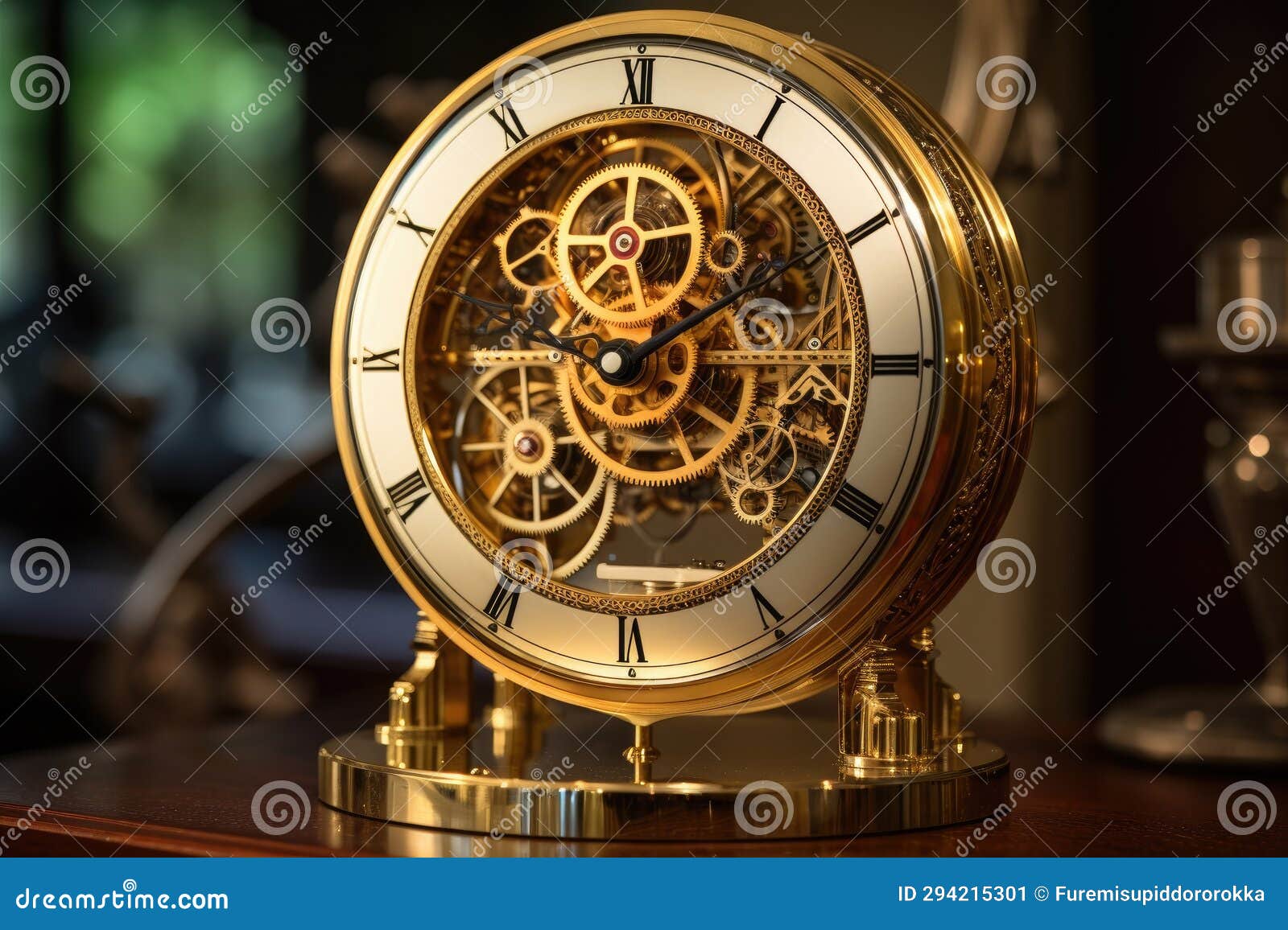 Vintage Clock with Mechanism Vintage Clock with Uncovered Clockwork ...