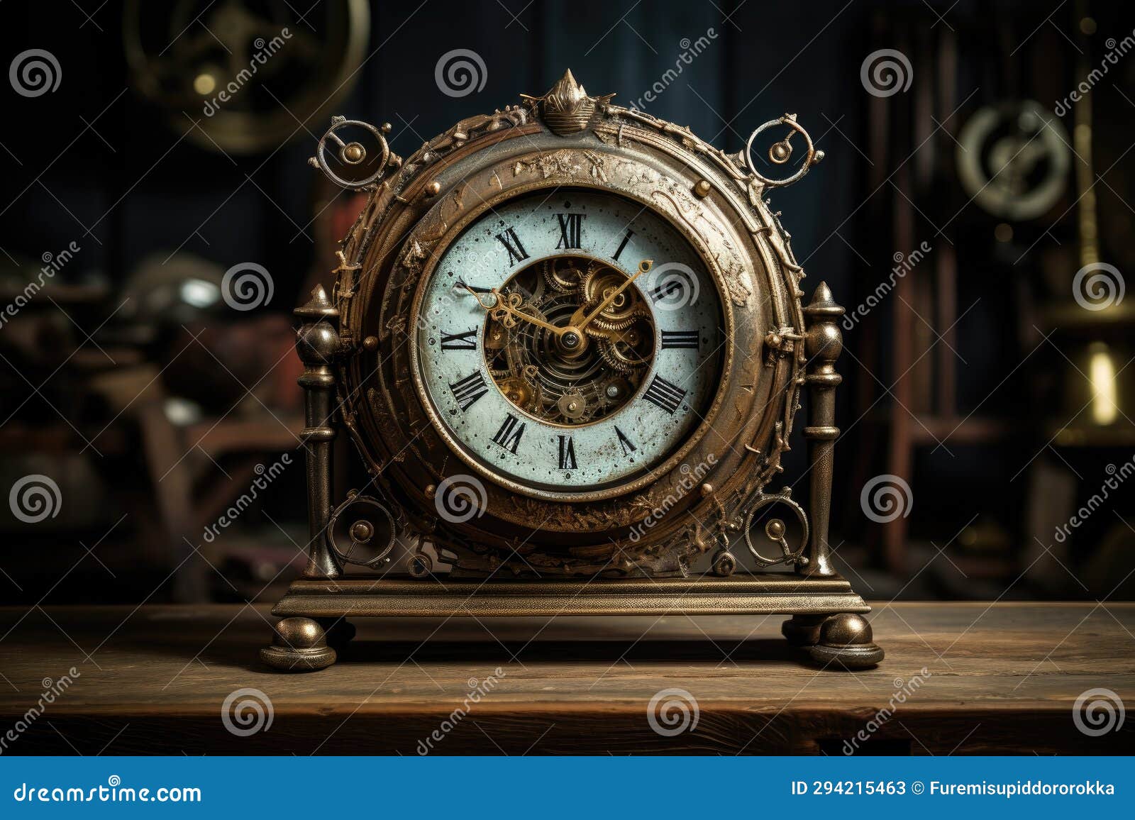 Vintage Clock With Mechanism Vintage Clock With Uncovered Clockwork ...