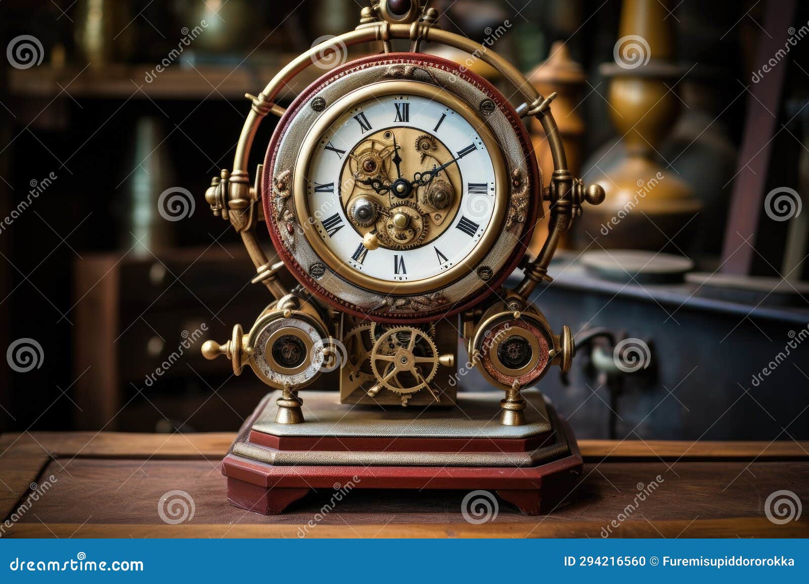 Vintage Clock with Mechanism Vintage Clock with Uncovered Clockwork ...