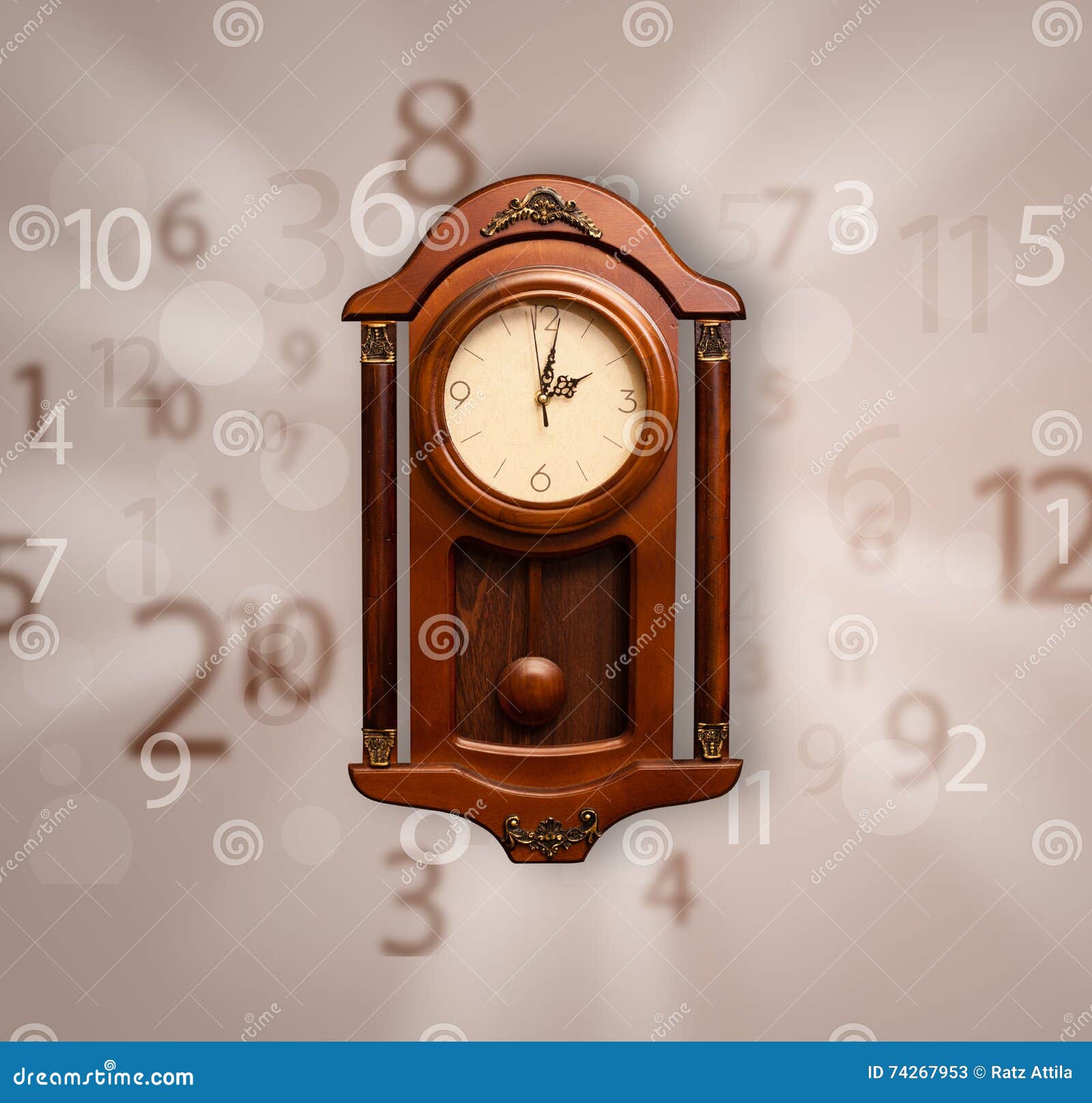 Vintage Clock with Numbers on the Side Stock Image - Image of elegance ...