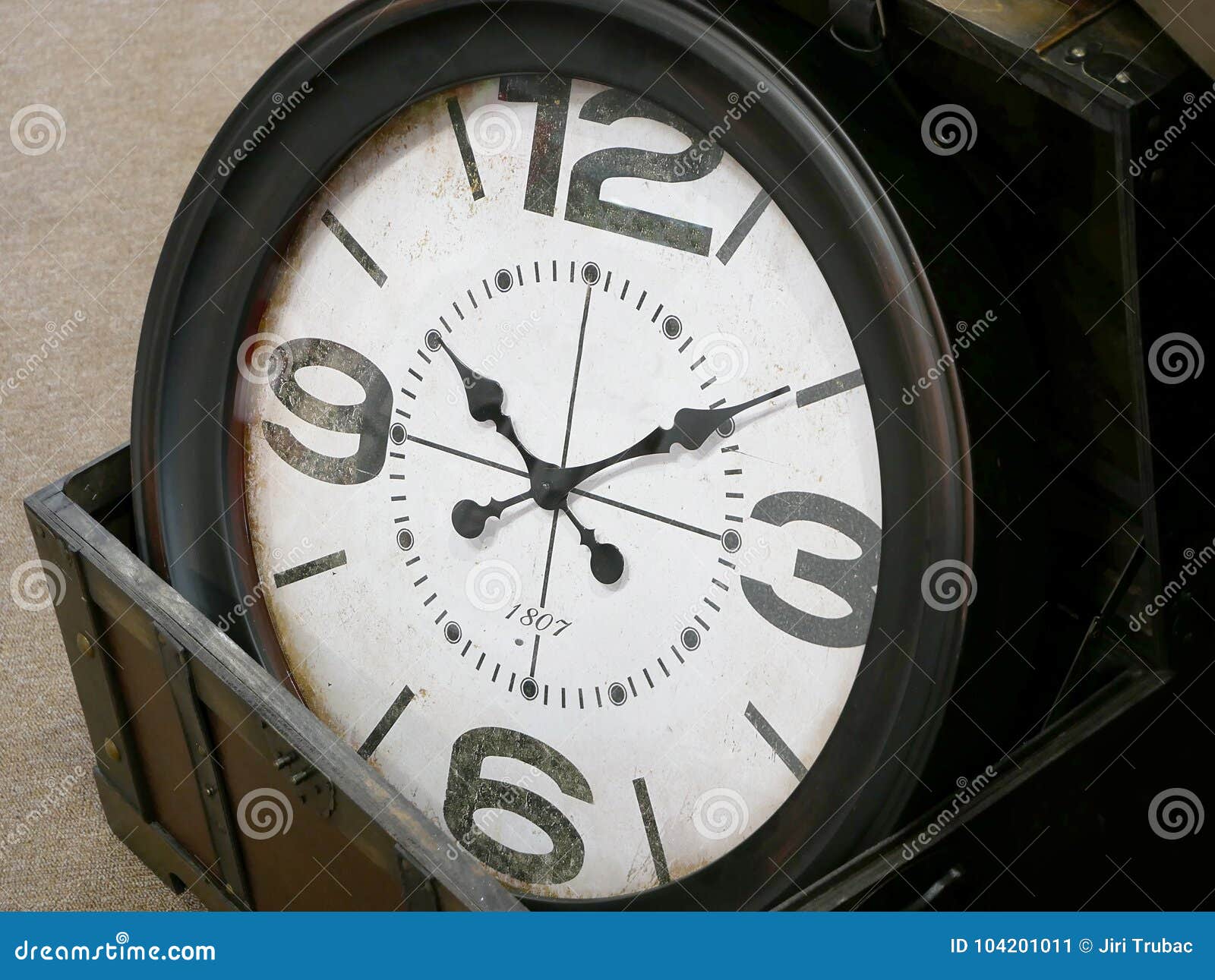 Vintage Clock in an Old Chest Stock Image - Image of historical ...