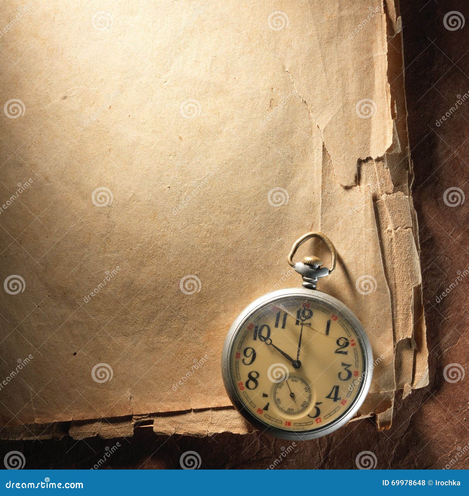 Vintage clock on old paper stock photo. Image of compass - 69978648