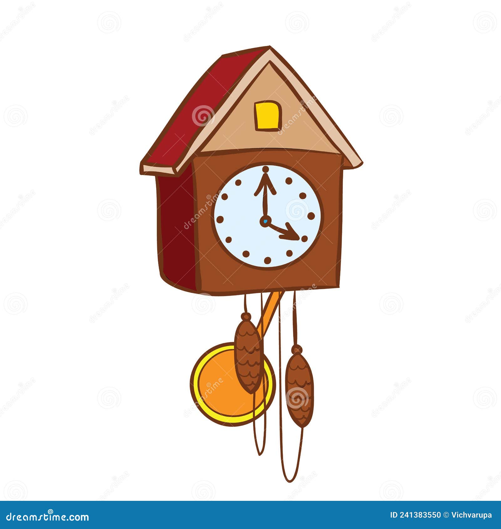 Vintage Clock with a Pendulum in the Form of a House, Cartoon ...