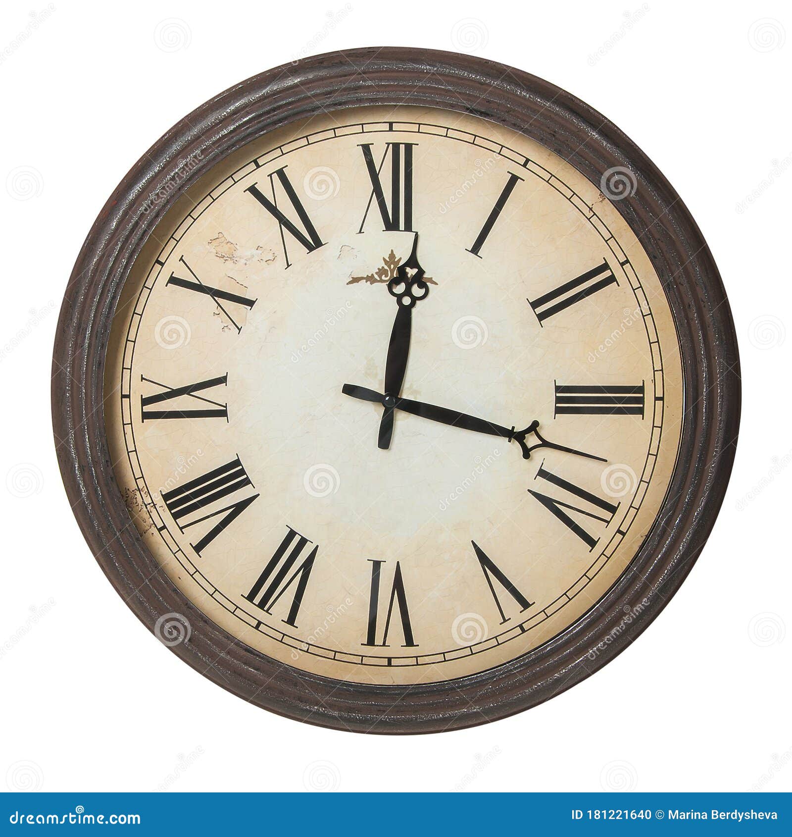 Vintage Clock in Roman Numerals Stock Photo - Image of elegant, dial ...
