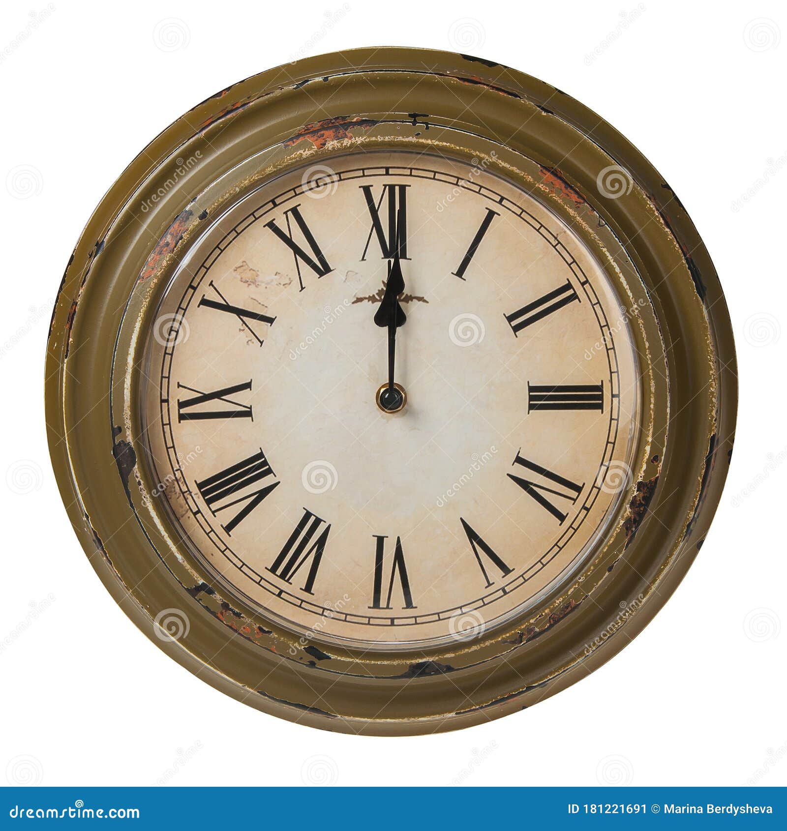 Vintage Clock in Roman Numerals Stock Image - Image of dust, arrow ...